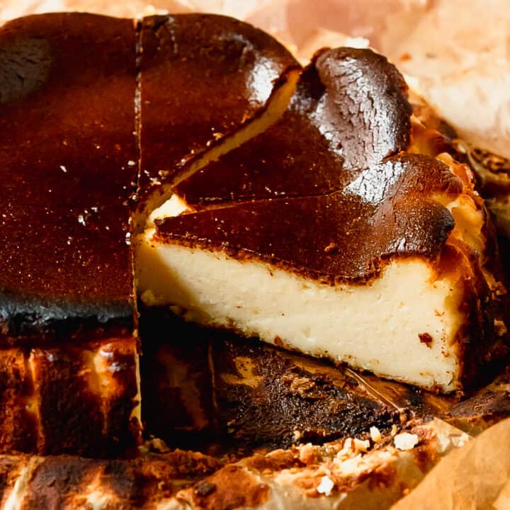 San Sebastian Cheesecake (Basque Burnt Cheesecake) - Olives + Thyme