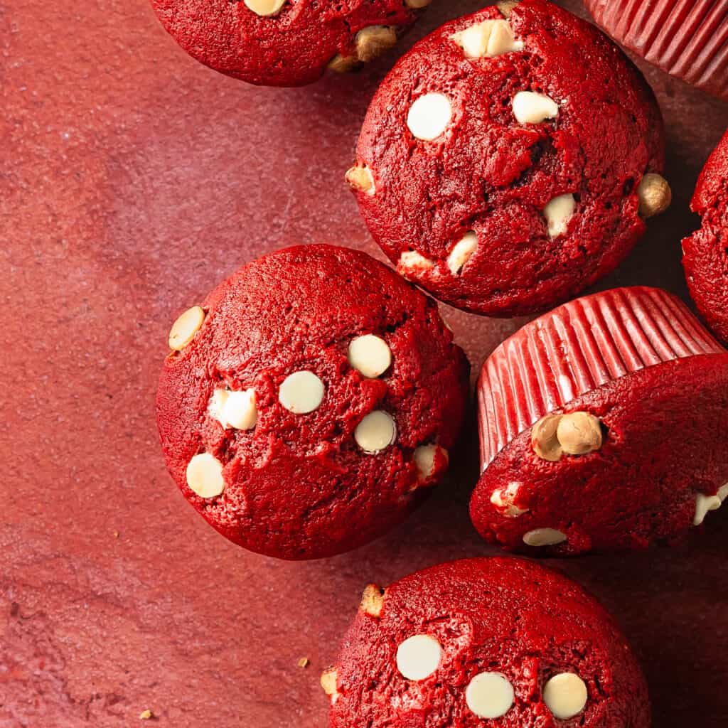 Red Velvet Muffins (Soft and Fluffy) - Olives + Thyme