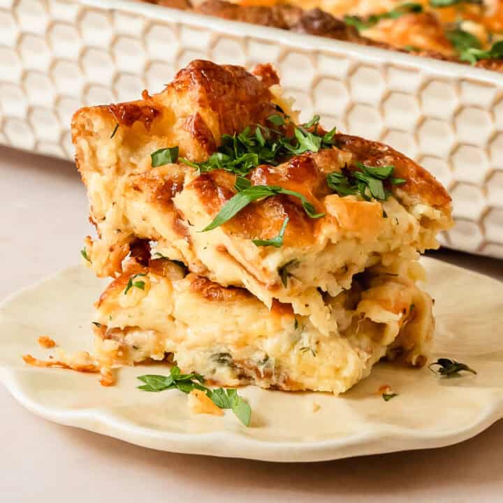 Savory Bread Pudding (Easy Casserole Dish) - Olives + Thyme