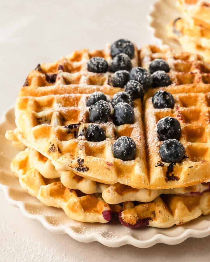 Blueberry Waffles (Crisp and Fluffy Recipe) - Olives + Thyme