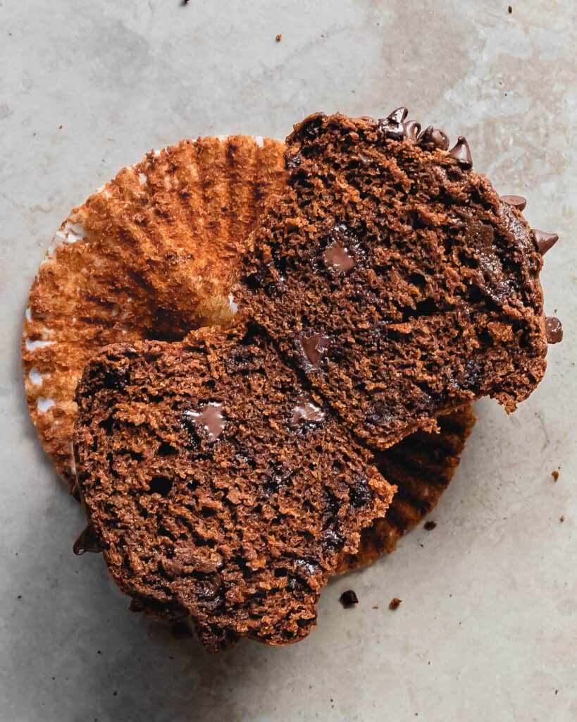 Double Chocolate Chip Muffins (Best Bakery Style Recipe) - Olives + Thyme