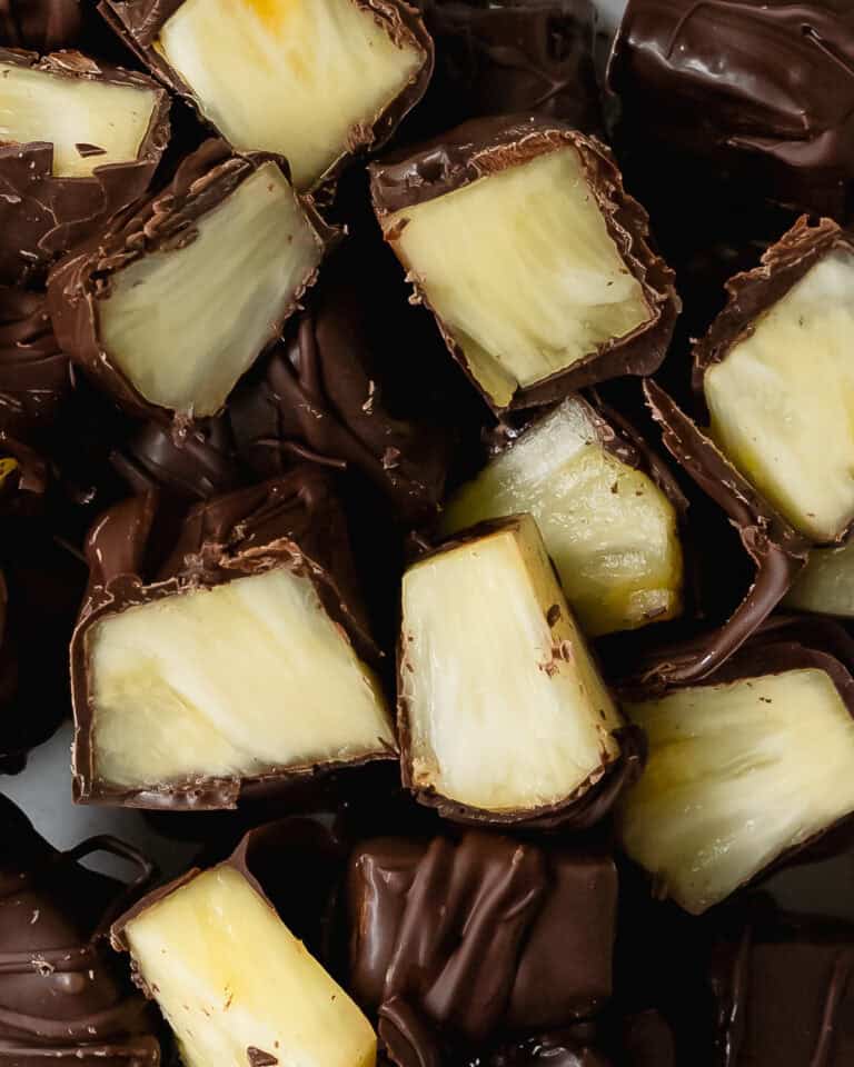 Chocolate Covered Pineapple (Easy 3 Ingredient Recipe) - Olives + Thyme