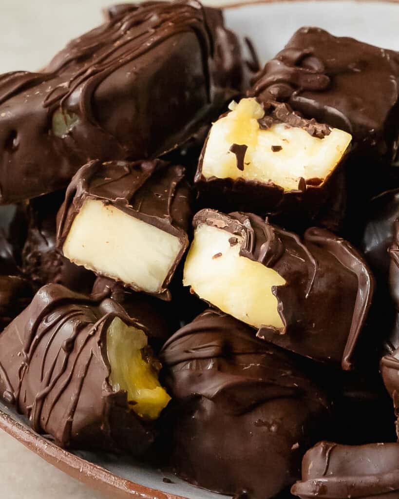 Chocolate Covered Pineapple (Easy 3 Ingredient Recipe) - Olives + Thyme