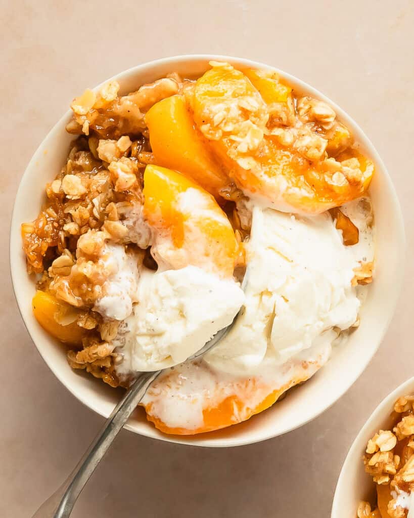 Peach Crisp with Canned Peaches (Easy Peach Crumble) - Olives + Thyme