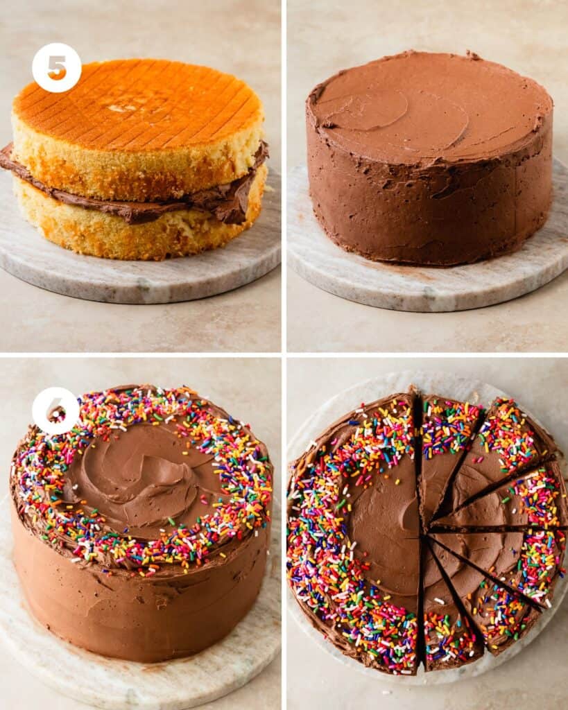 Vanilla Cake with Chocolate Frosting (Easy, Light and Fluffy) - Olives ...