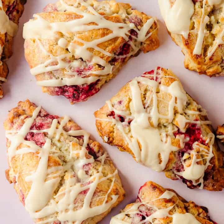 White Chocolate Raspberry Scones (Soft and Tender Recipe) - Olives + Thyme