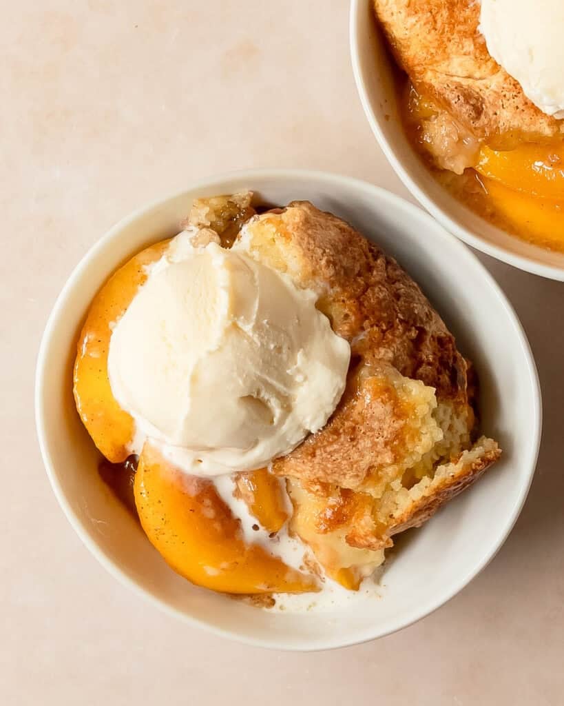 Easy Frozen Peach Cobbler (Southern Peach Dessert) - Olives + Thyme